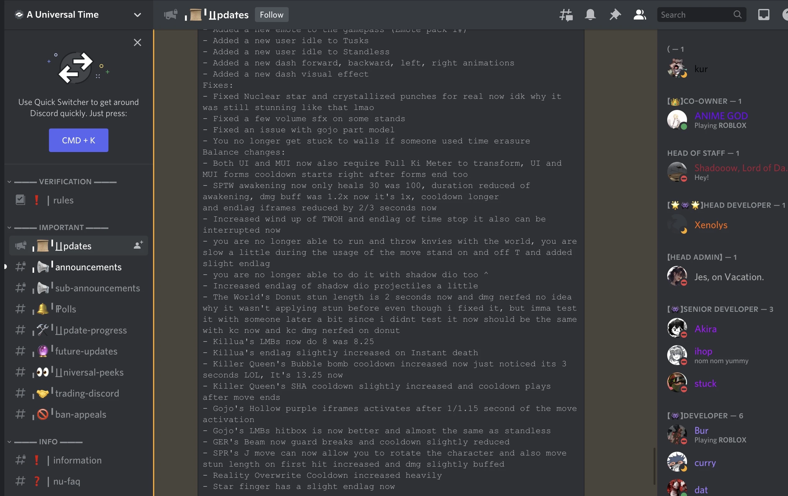 Shutdown Update Log for those who don’t have discord or aren’t in the ...