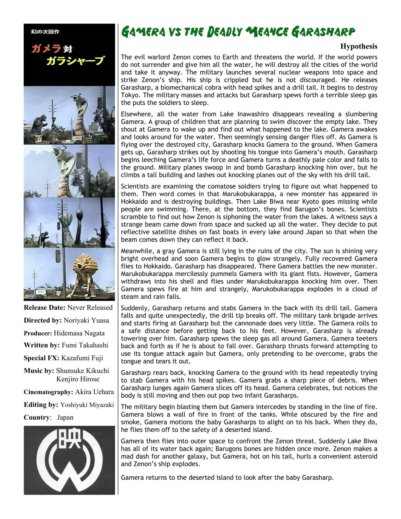 Gamera vs. Garasharp - Plot Revealed? | Fandom