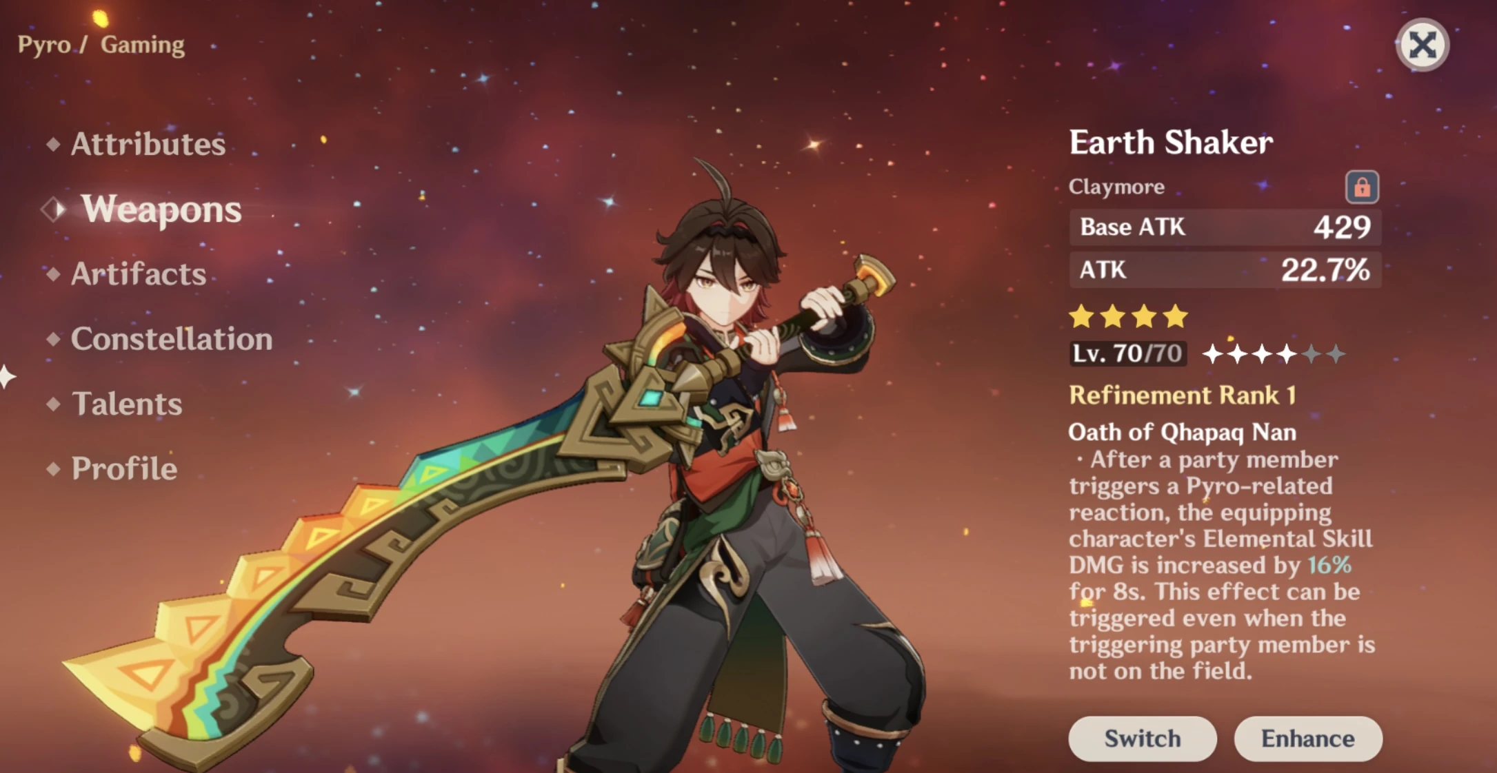 Is Earth Shaker a good claymore for Gaming? | Fandom