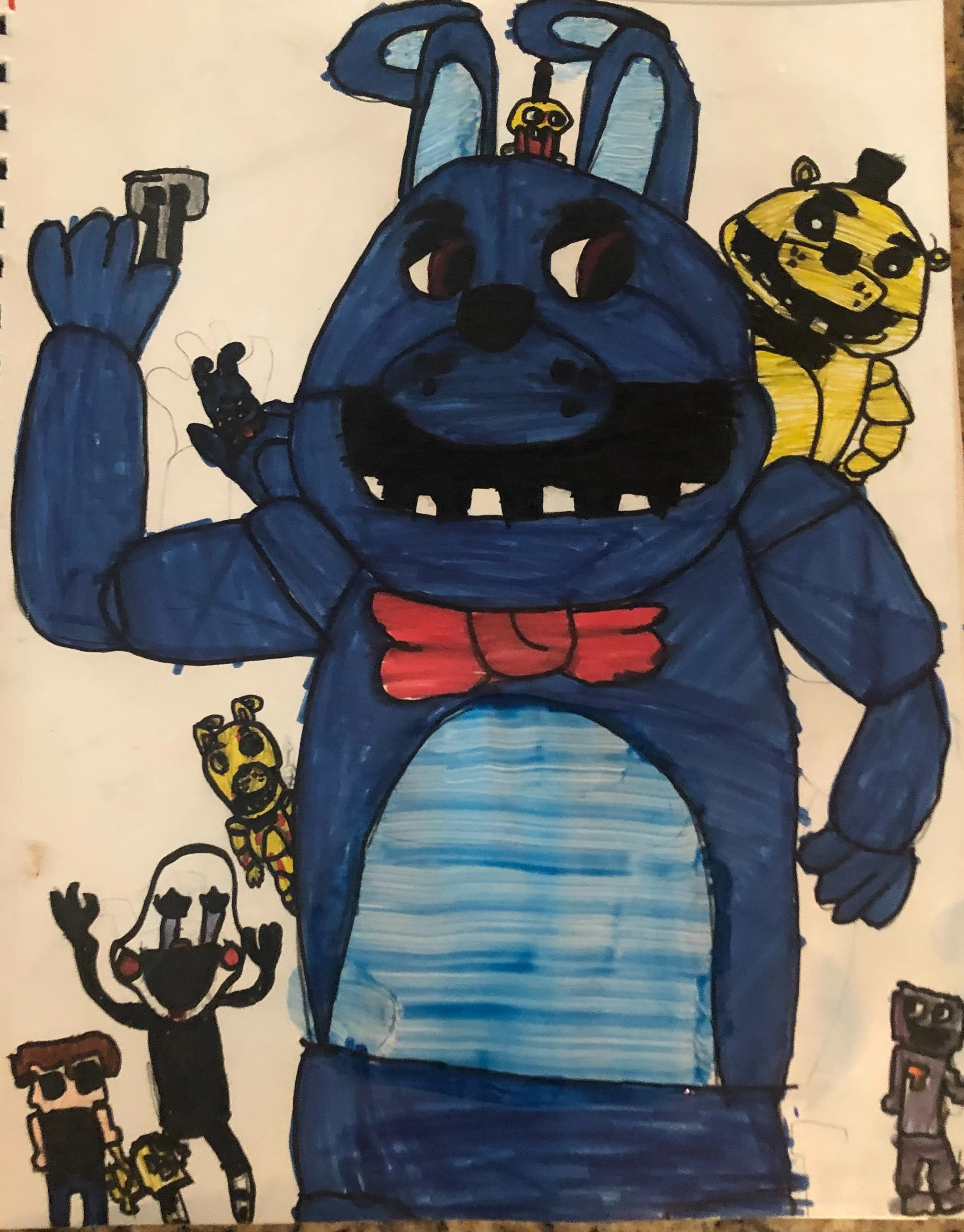 I drew all my favorite FNaF characters. I'm better at writing than I am ...