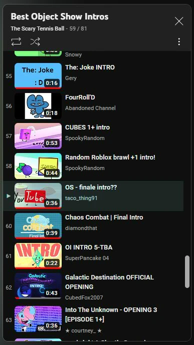 GUYS. ONE OF MY INTROS GOT PUT IN A "FAVORITE OBJECT SHOW INTROS ...