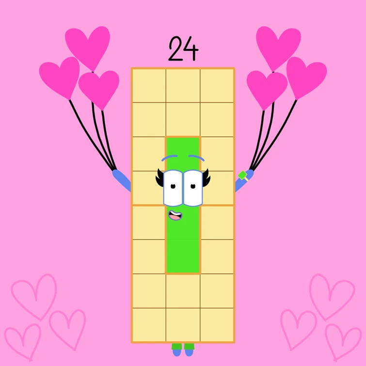 Numberblock 24 holding a lot of lovely heart balloons! | Fandom