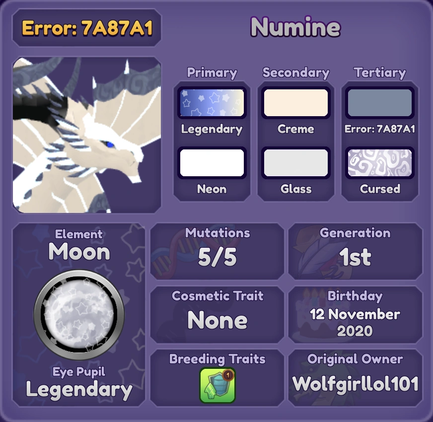 Auctioning: 1/3 Error Dream Numi/Numine | Fandom