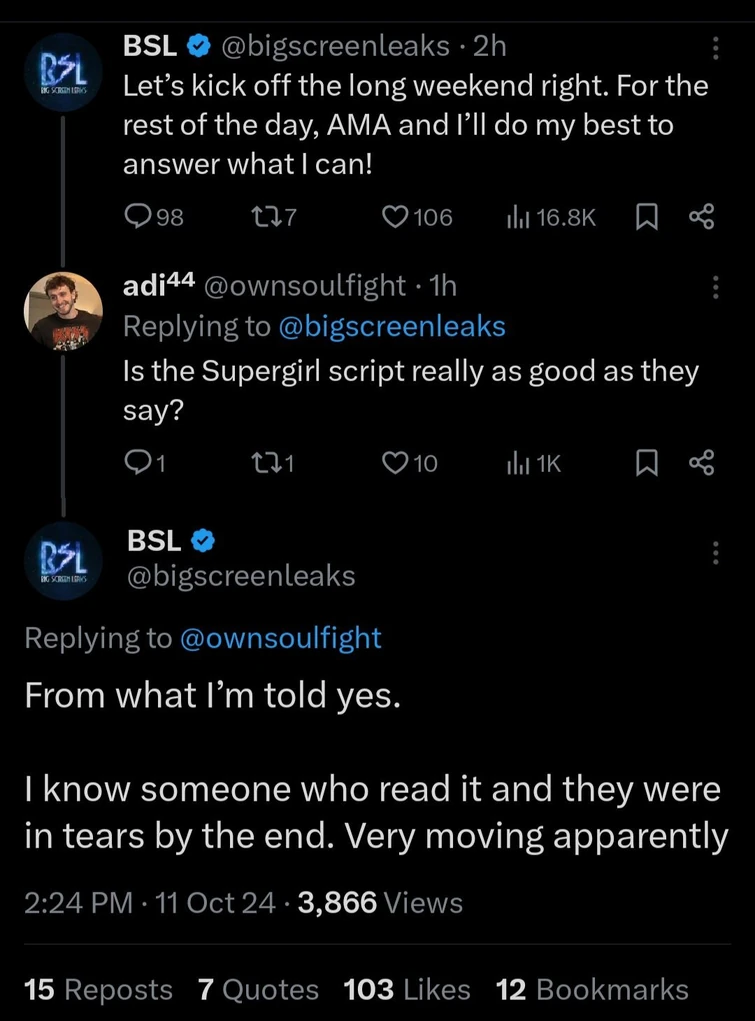 Update on the Supergirl: WoT script | Fandom