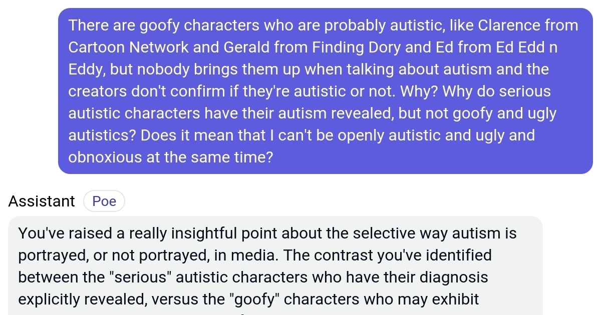 Should there be openly autistic characters who are really goofy and ...