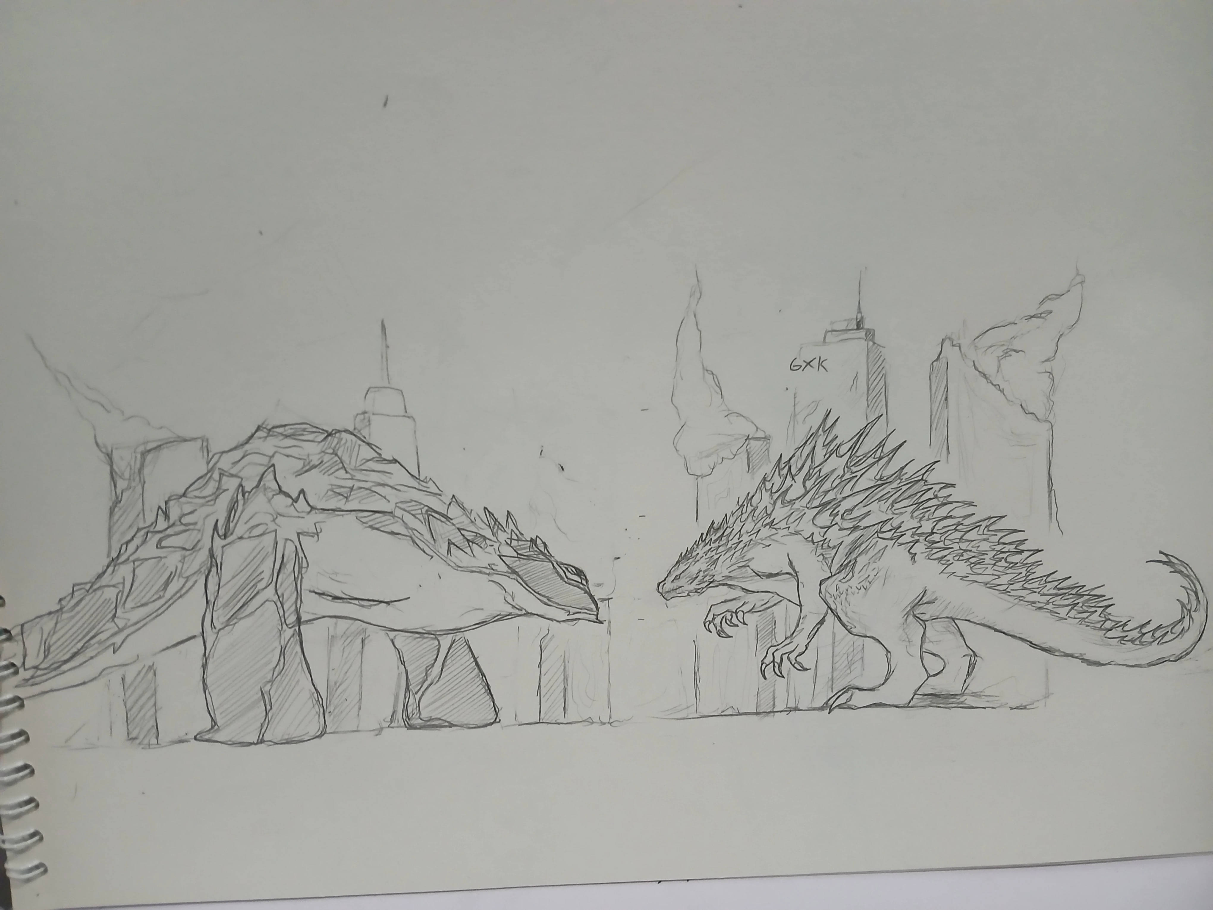 gnolrok duking it out with godzilla drawing | Fandom