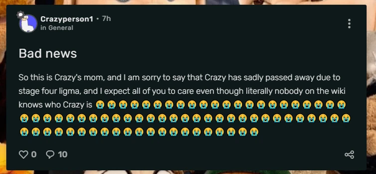 Users faking their death be like | Fandom