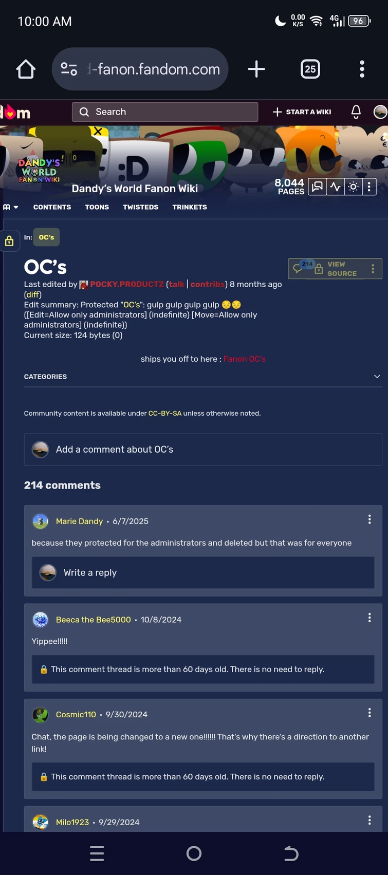 For some reason the older version of OC's has been removed and migrated to Toons | Fandom