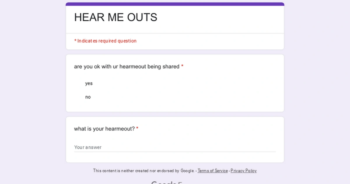 hear me out form | Fandom