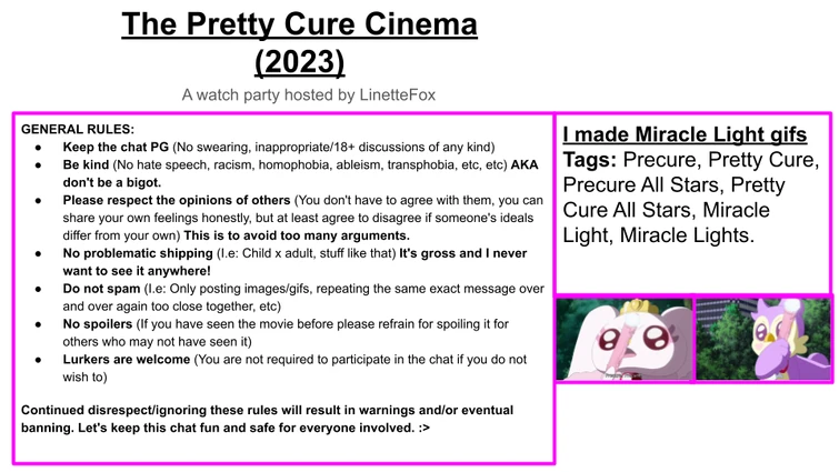 Form results | The Precure Watch Party will be held Friday, December ...