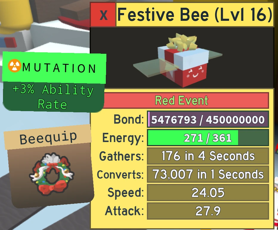 I got an extra 1% BAR on my Festive Bee :) | Fandom