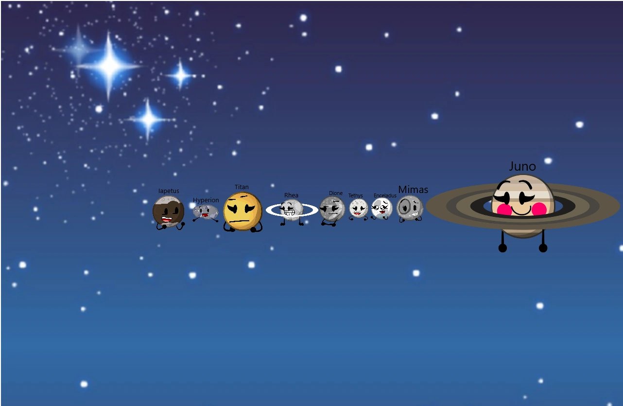 My mom Planet Juno Saturn's system and her moons at this picture here ...