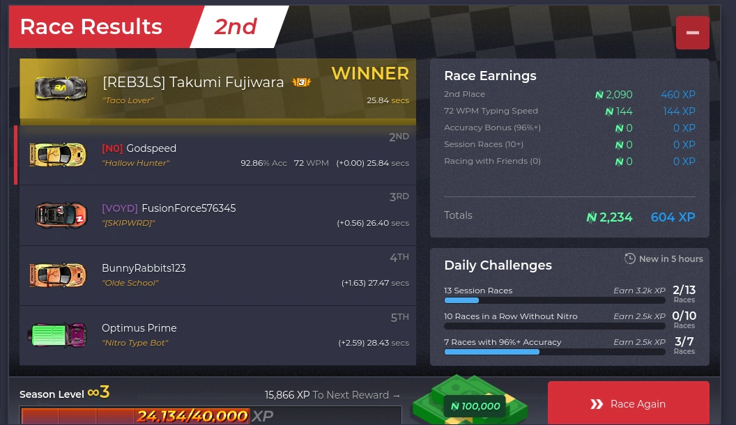 How does the NitroType ranking after a match work? | Fandom