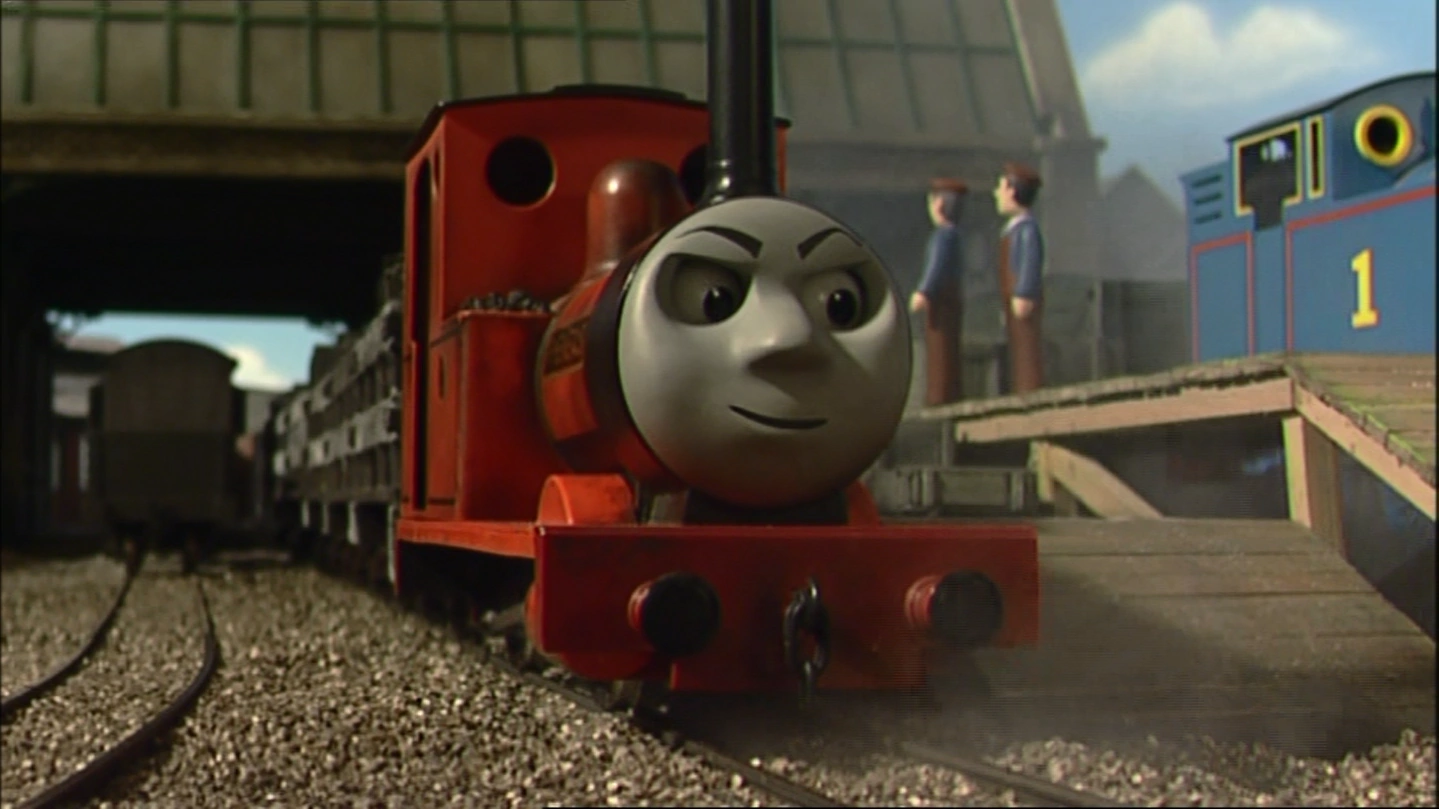Not gonna lie, Rheneas with Skarloey's smirking face looks like Smudger ...