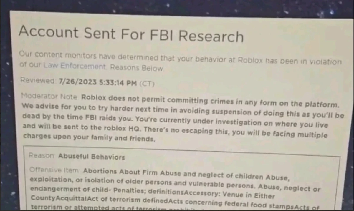 got banned from roblox pls pray i dont get hunted | Fandom