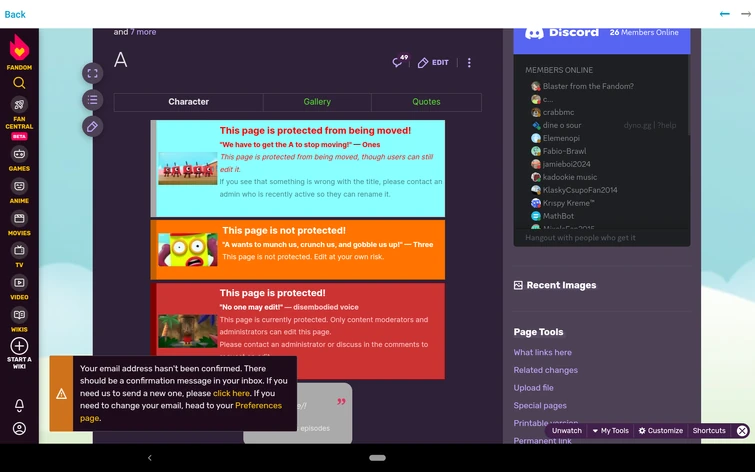 I tried to add protected to a's page | Fandom