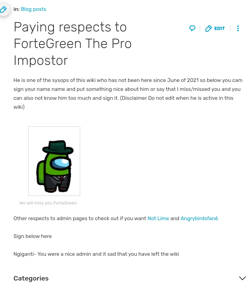 So I made a paying respects to ForteGreen The Pro Impostor page like 2 ...
