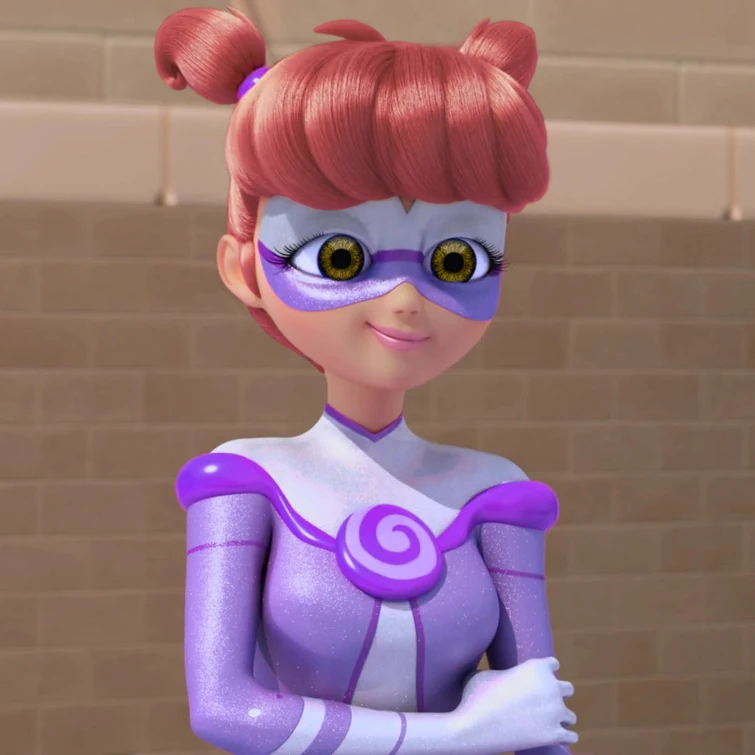 Pigella with a lavender outfit + red hair & brown eyes | Fandom