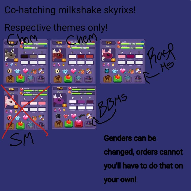 Co-hatching milkshake themed sky's! | Fandom