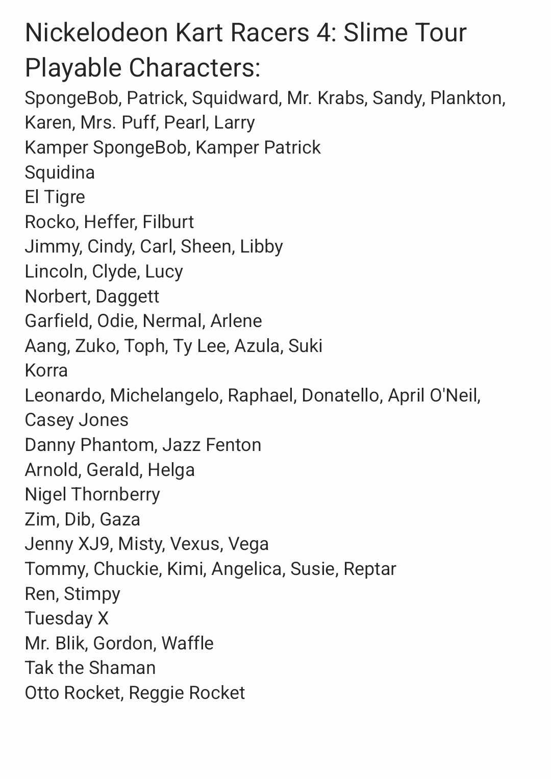 Racers List | Fandom