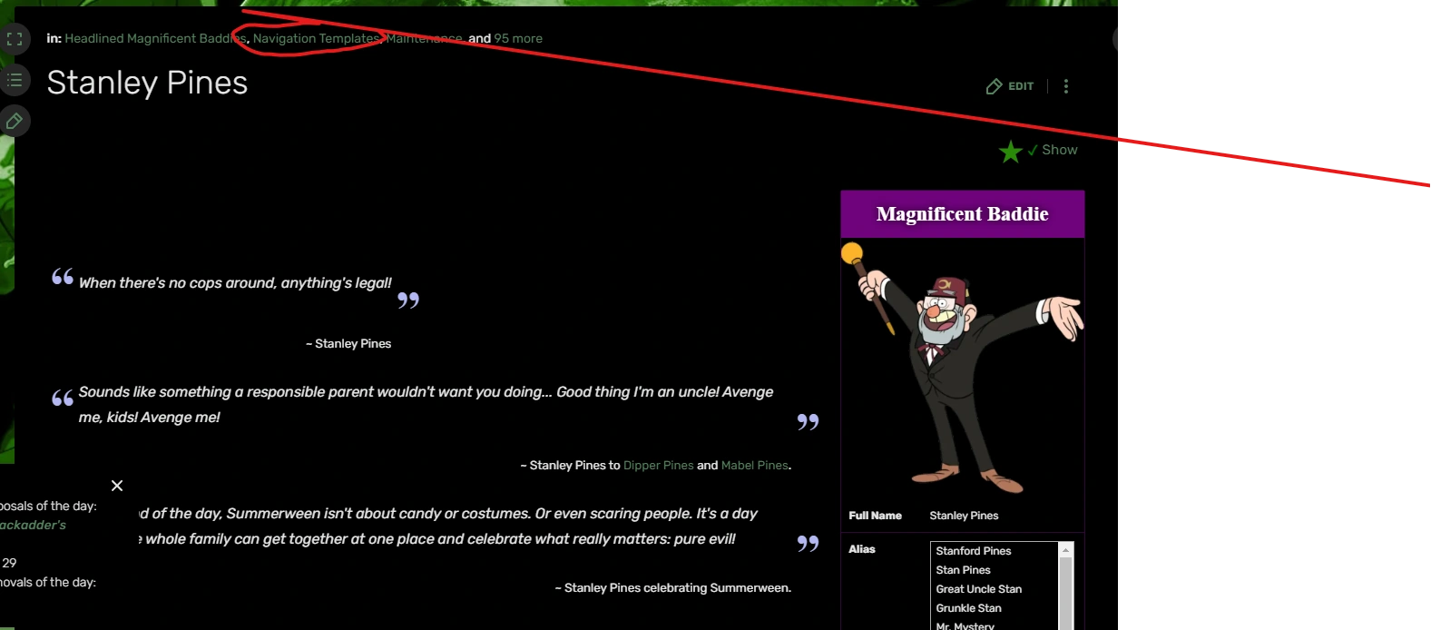 Ahh yes, my favorite navbox, the Stanley Pines navbox. | Fandom