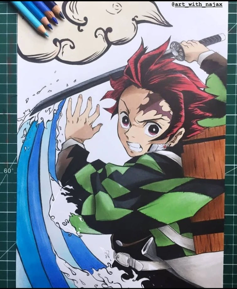 My first ever drawing of Tanjiro...! | Fandom