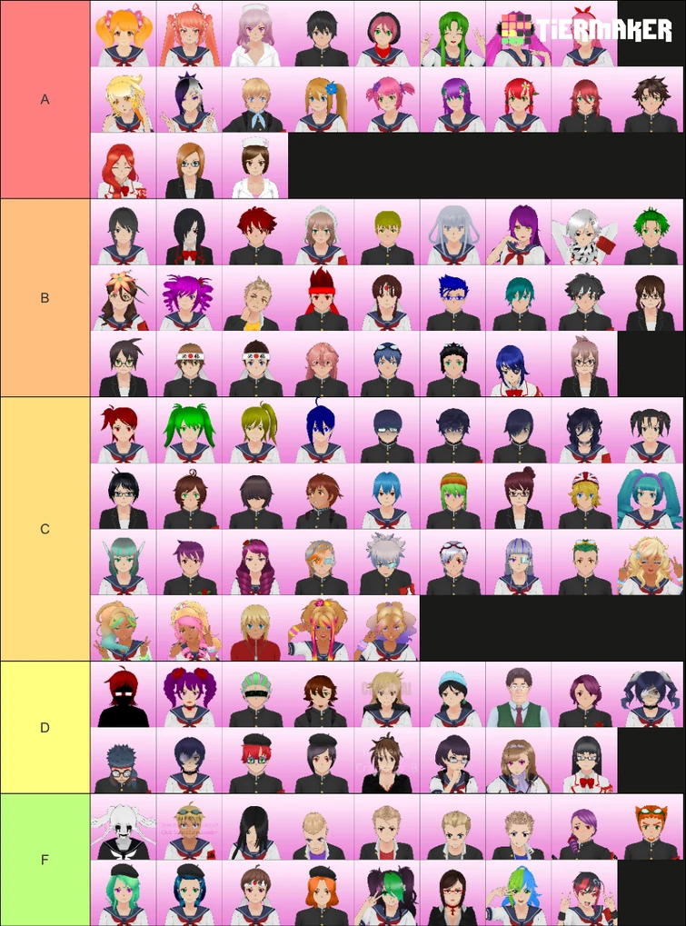 My yandere simulator character tier list | Fandom