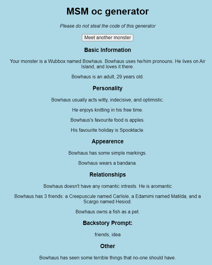Using BoggleBrain's MSM oc generator | Fandom