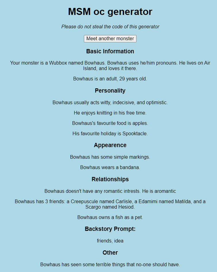 Using BoggleBrain's MSM oc generator | Fandom