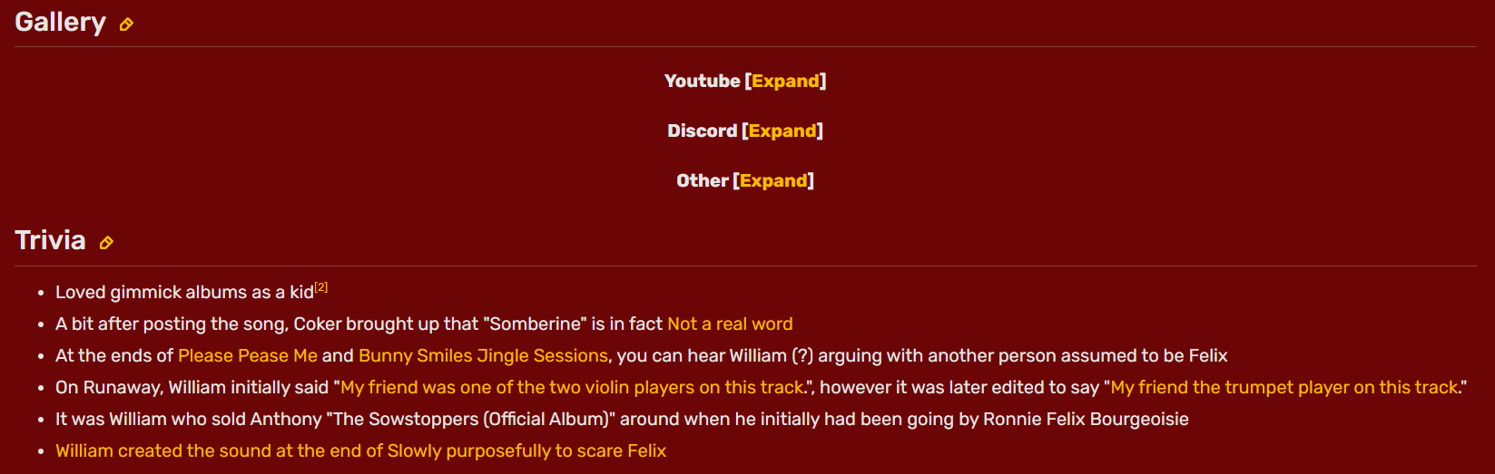Wiki Trivia Sections | Fandom