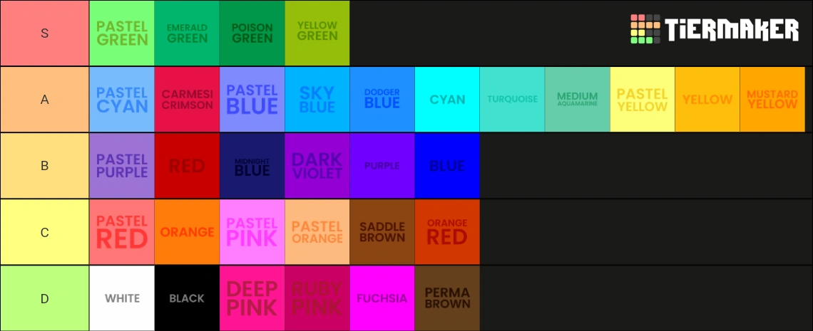 color tier list | Fandom