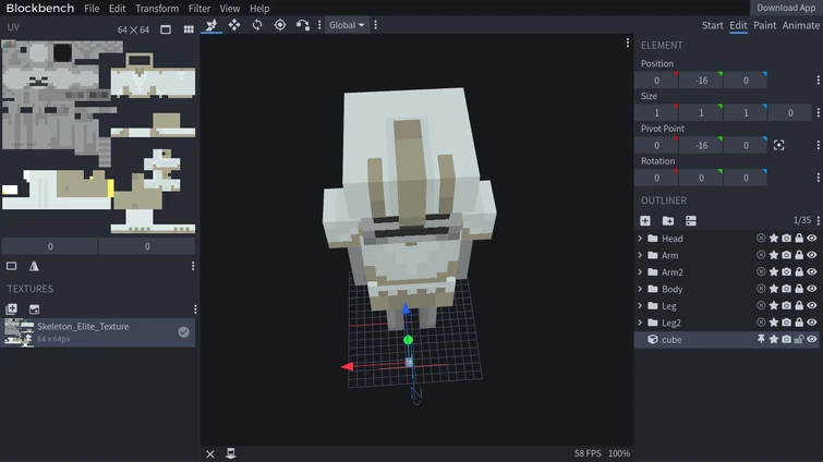 A 3D model of my Skeleton Elite mob | Fandom