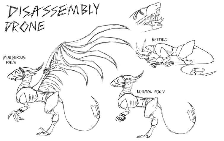BEHOLD, very messy unfinished Murder Drones/Disassembly Drones dragon ...