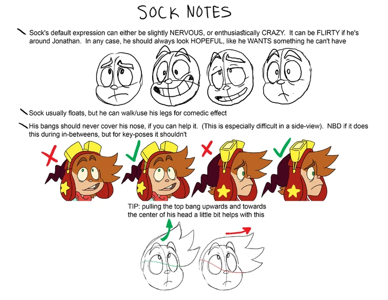 W2H2 Sock and Jonathan animation note sheets (from Erica Wester's ...