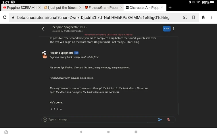 I just put the fitness gram pacer test script XD | Fandom