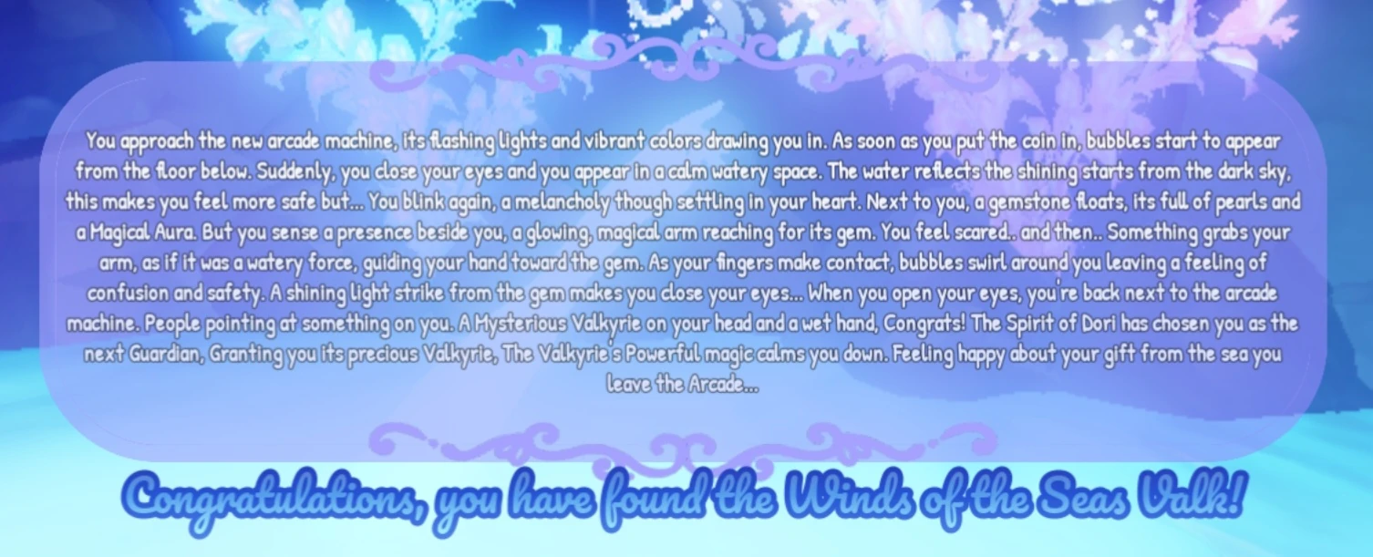 here's a screenshot of the winds of the seas valk message in case the ...