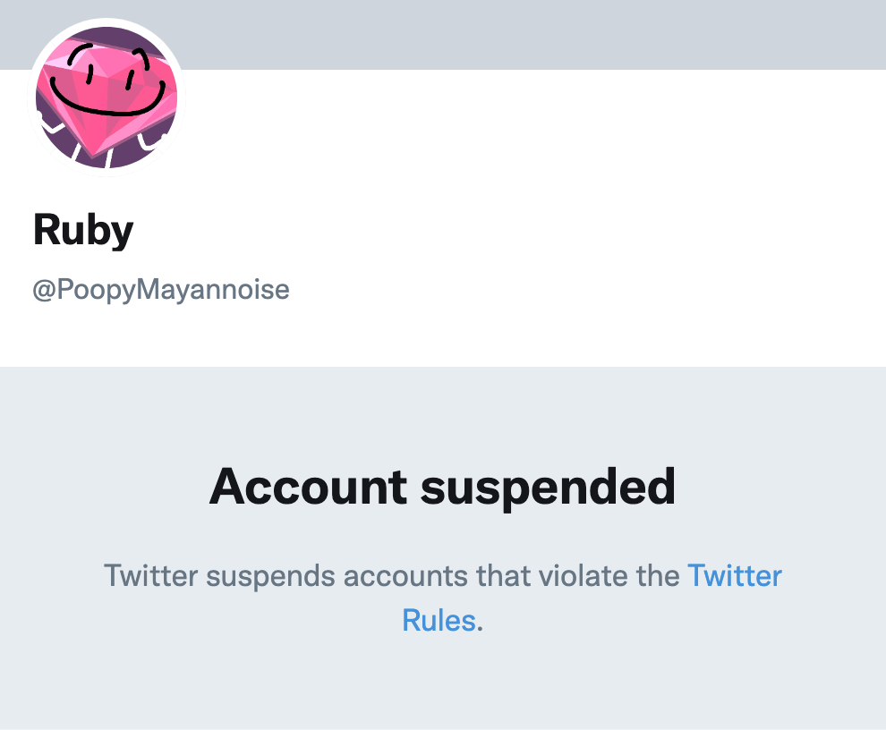 Noooooo! Ruby's Twitter got suspended! | Fandom