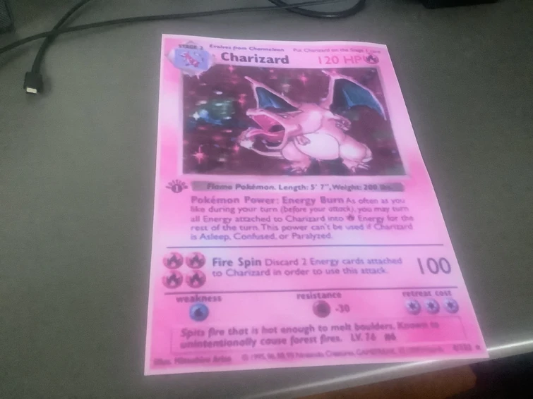 A fake base set charizard in a4 I printed | Fandom