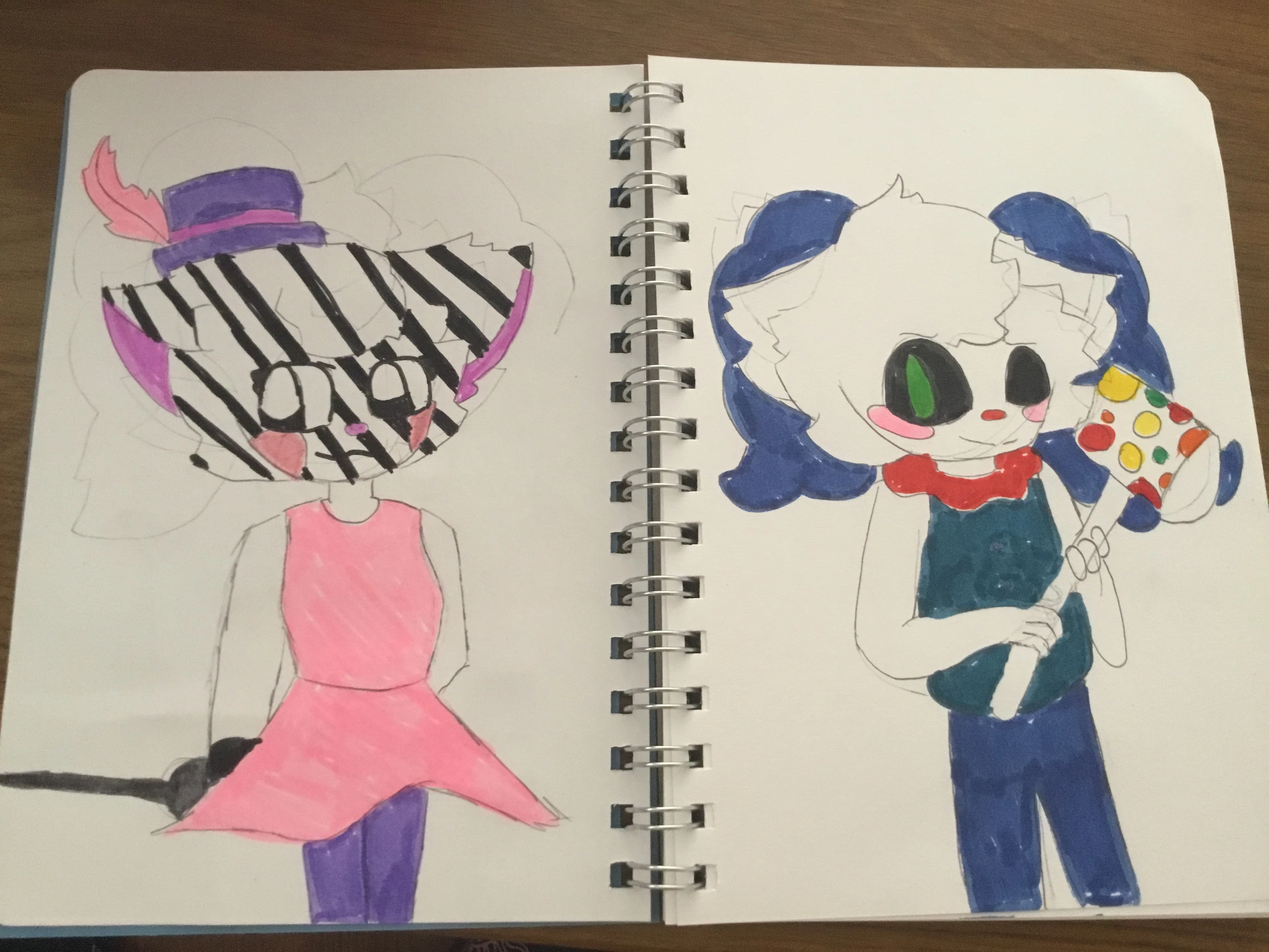 I drew zizzy and clowny in my sketchbook :) (coloured) | Fandom