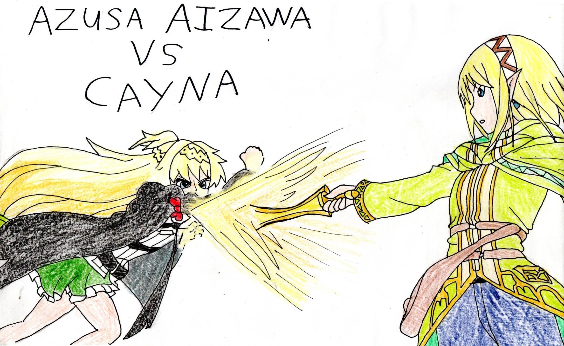 Azusa Aizawa VS Cayna | Hand Draw Art | Fandom