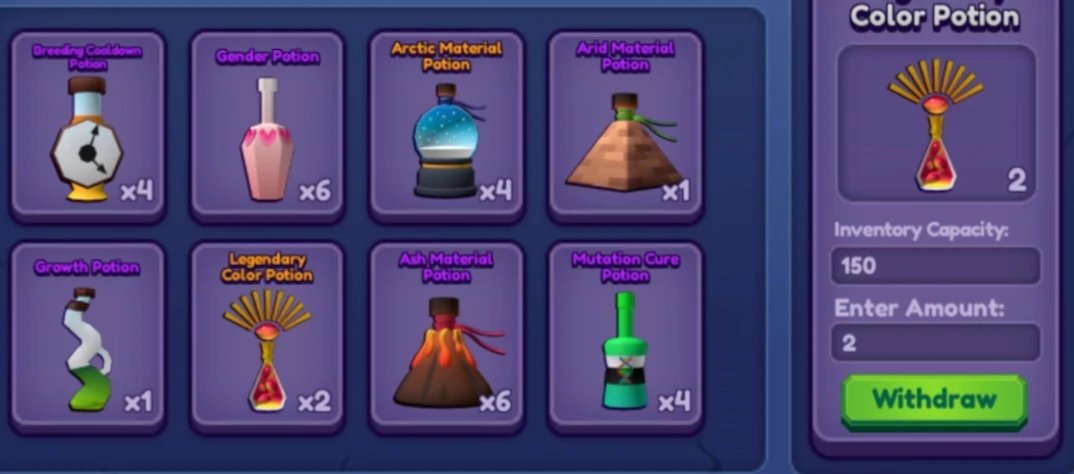 Trading leg colour & other potions | Fandom