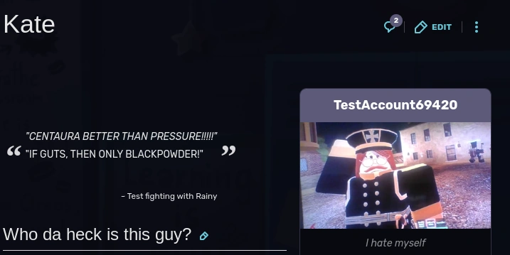 I guess y'all can call me Kate and Test now. | Fandom