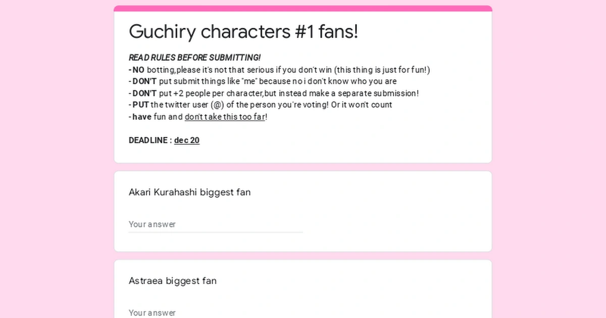 The Guchiry characters #1 google forums by @rainymichiko or ...