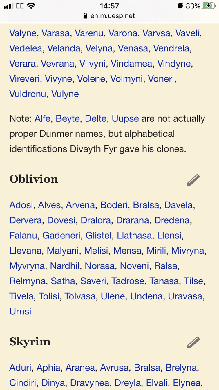 Help with female Dunmer character names? | Fandom