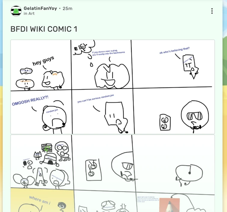 bfdi wiki comic 1 is no. 10 on hot | Fandom