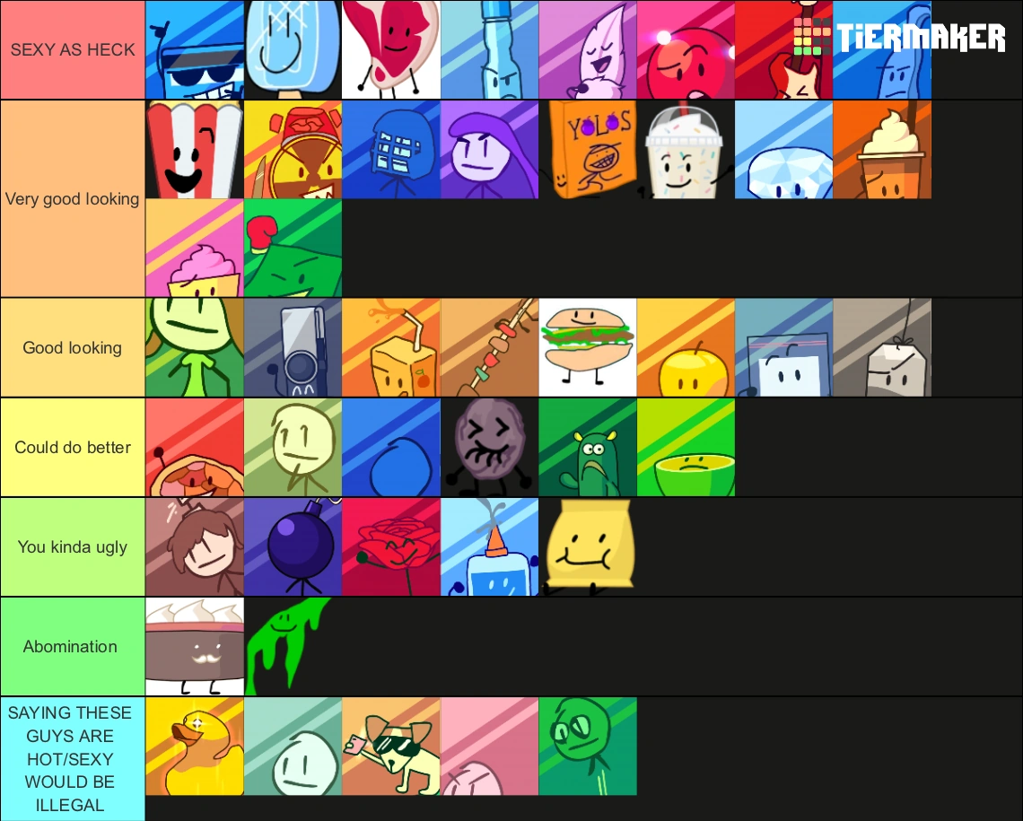 Ranking BFDI Mini characters based on how good looking they are (I need ...