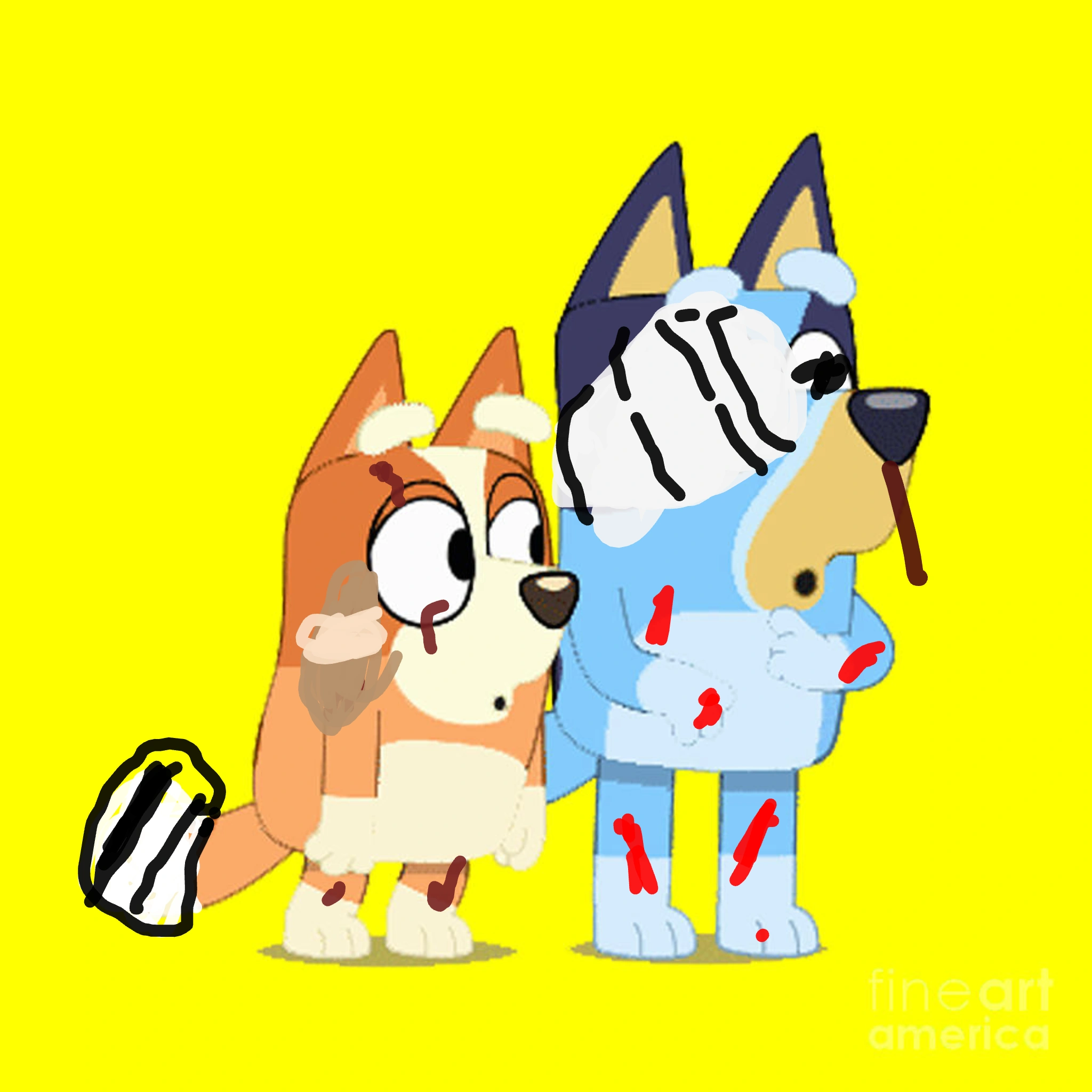 bluey and bingo were fighting coco together and they both go really ...