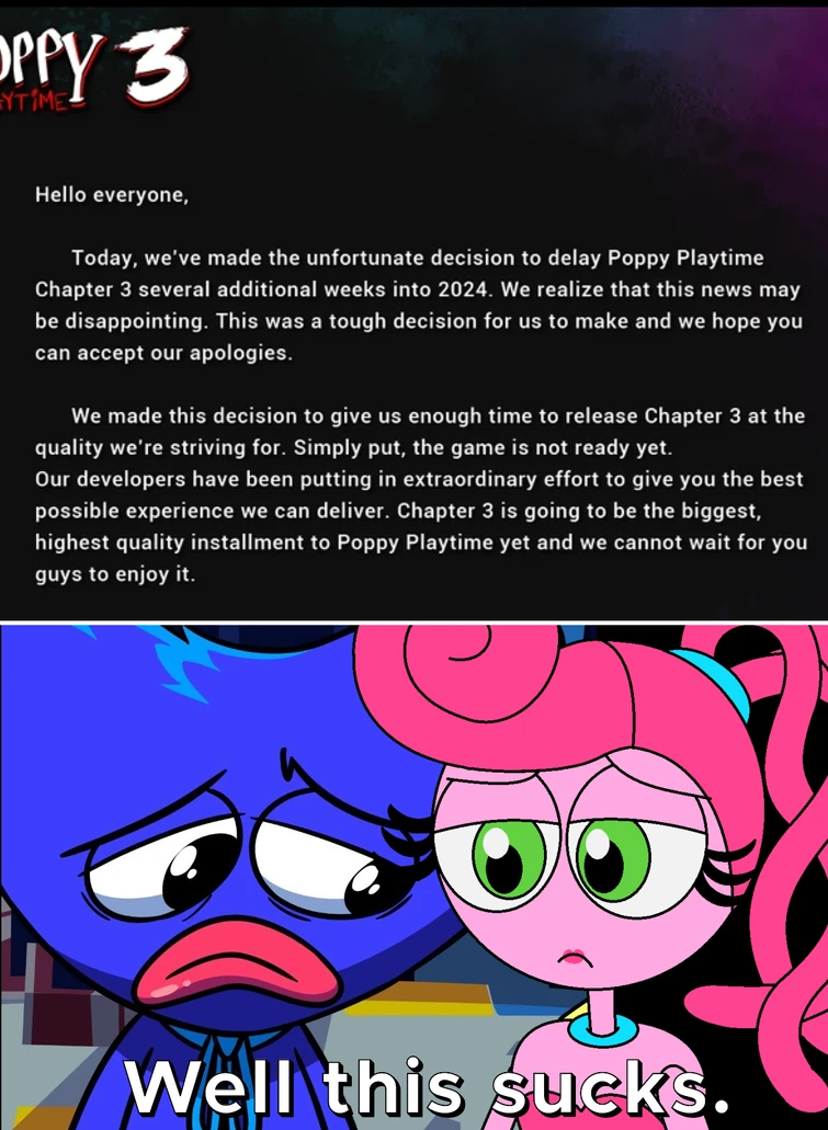 Huggy Wuggy and Mommy Long Leg's Reaction to Chapter 3 being delayed. | Fandom