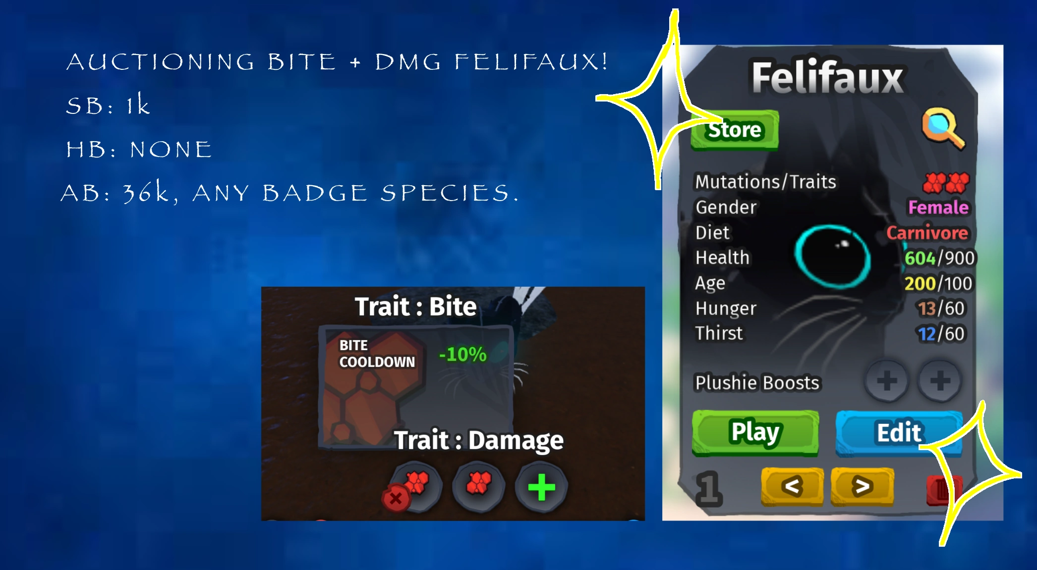 AUCTIONING BITE + DMG FELIFAUX! - 🌠 | Fandom