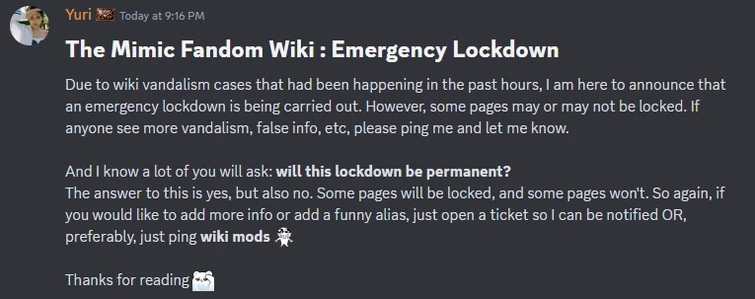 Wiki Vandalism and New Miraheze Wiki | Fandom